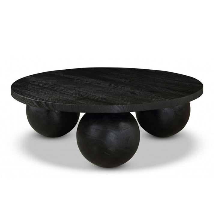 vodrohome Round Mango Wood Coffee Table Ball Base