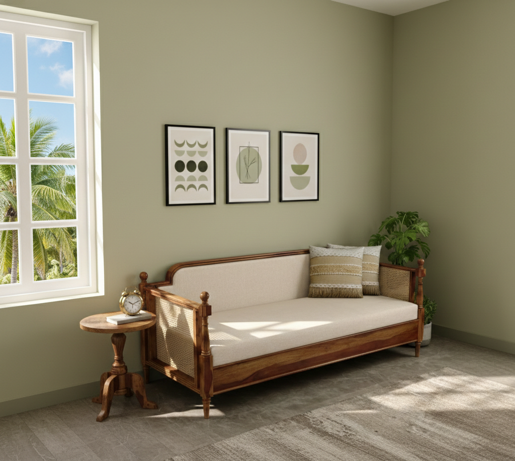 Vodrohome Sheesham Wood Rattan Cane Divan Day Bed – vodrohome